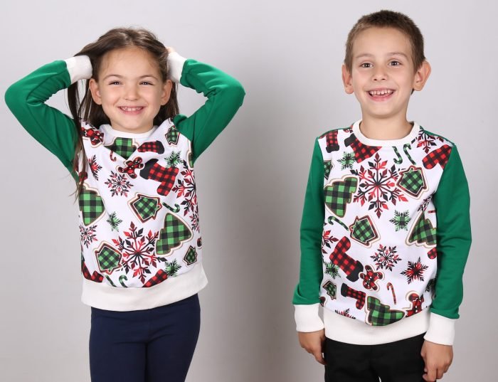 Коледни Блузи в Зелено с Карирани Фигури Мама и Аз
