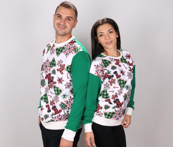 Коледни Суичъри за Двойки в Зелено за НЕГО и НЕЯ